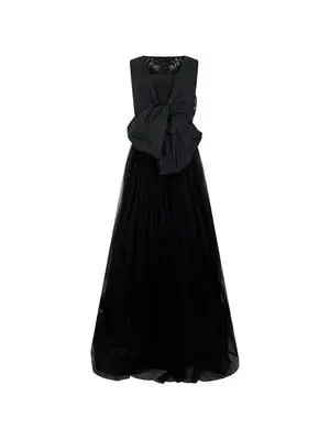 Alberta Ferretti Lace-detail Bow-embellished Maxi Dress