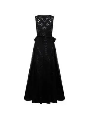 Alberta Ferretti Lace-detail Bow-embellished Maxi Dress