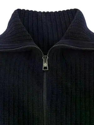 Tagliatore Ribbed-knit Zip-up Cardigan