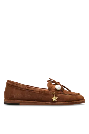 Agl Suede Loafers With Pearl And Star Charm