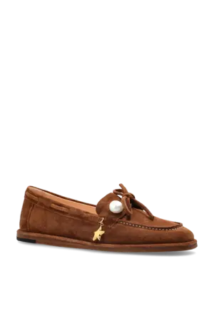 Agl Suede Loafers With Pearl And Star Charm