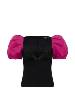 Dsquared2 Puff Sleeve Sweetheart Neck Top