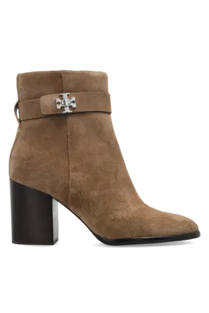 Tory Burch Turnlock Suede Ankle Boots - Brown