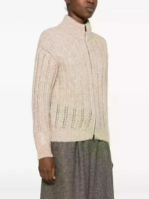 Peserico Open-knit Zip-up Cardigan - Neutrals