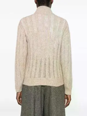 Peserico Open-knit Zip-up Cardigan - Neutrals