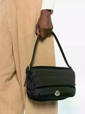 Moncler Quilted Logo-plaque Shoulder Bag - Black