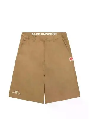 AAPE BY *A BATHING APE Embroidered Logo Shorts - Neutrals