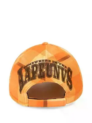 AAPE BY *A BATHING APE Embroidered Checkered Cap - Orange