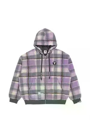 AAPE BY *A BATHING APE Moonface Plaid Fleece Hoodie - Purple