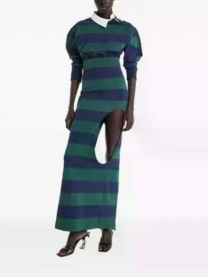 A.W.A.K.E. Mode Striped Cut-out Asymmetric Skirt