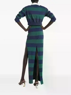 A.W.A.K.E. Mode Striped Cut-out Asymmetric Skirt