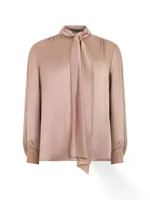 Alberta Ferretti Tie-neck Satin Blouse - Pink