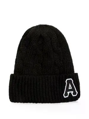 AAPE BY *A BATHING APE Cable-knit Logo-patch Beanie Hat