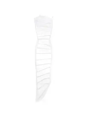 A.W.A.K.E. Mode Pleated Bib-front Midi Dress - White