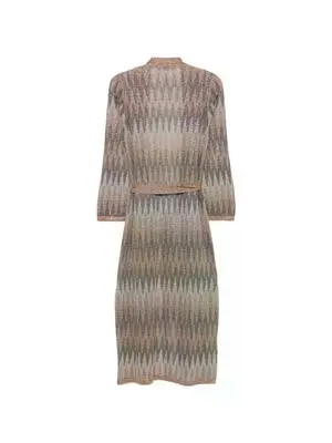 D.exterior Geometric-pattern Belted Cardigan