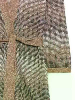 D.exterior Geometric-pattern Belted Cardigan