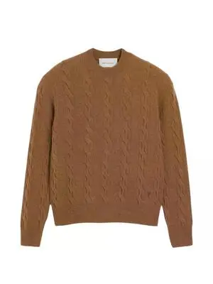 AMI Paris Cable-knit Crew-neck Jumper - Brown
