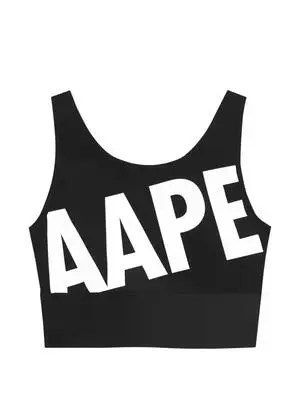 AAPE BY *A BATHING APE Moonface Patch Logo-print Cropped Tank Top - Black