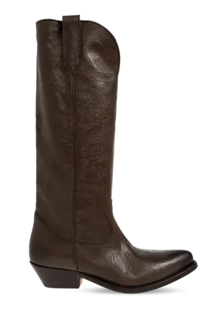 GOLDEN GOOSE Golden Goose Embossed Floral Knee-High Leather Boots