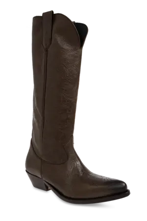 GOLDEN GOOSE Embossed Floral Knee-high Leather Boots