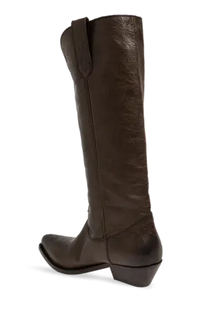GOLDEN GOOSE Embossed Floral Knee-high Leather Boots