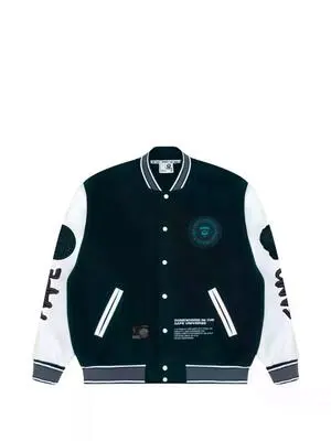 AAPE BY *A BATHING APE Embroidered Baseball Jacket - Blue