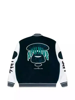 AAPE BY *A BATHING APE Embroidered Baseball Jacket - Blue