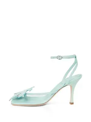 A.W.A.K.E. Mode Delta Palm-leaf-detail Leather Sandals - Blue