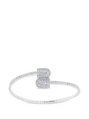 U LOS ANGELES 18k White Gold Diamond Bypass Bracelet - Silver