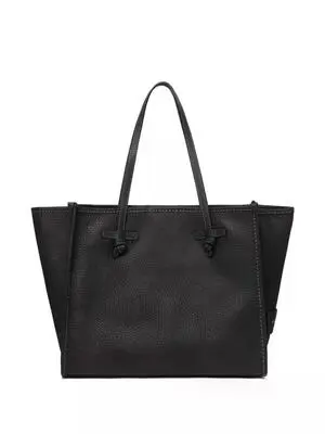 MARCELLA CLUB Large Knotted Leather Tote Bag - Black