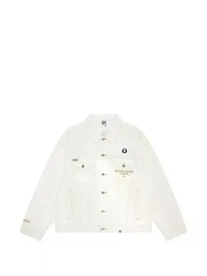 AAPE BY *A BATHING APE Moonface Embroidered Denim Jacket - White