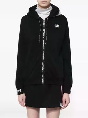 AAPE BY *A BATHING APE Logo-patch Zip-up Hoodie - Black