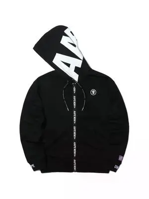 AAPE BY *A BATHING APE Logo-patch Zip-up Hoodie - Black