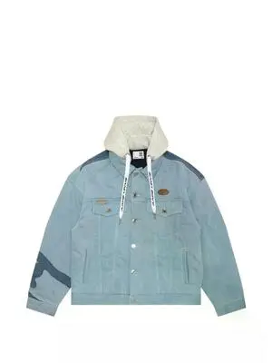 AAPE BY *A BATHING APE Moonface-logo Hooded Denim Jacket - Blue