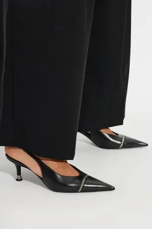 Alexander Wang Leather Pointed Toe Slingback Kitten Heel Shoes