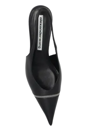 Alexander Wang Leather Pointed Toe Slingback Kitten Heel Shoes