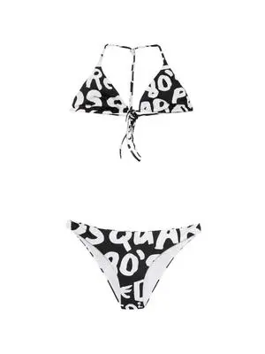 Dsquared2 All-over Logo Print Bikini - Black