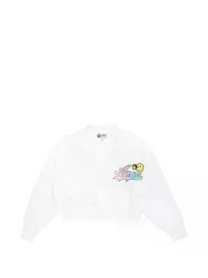 AAPE BY *A BATHING APE Logo-patch Cropped Cardigan - White