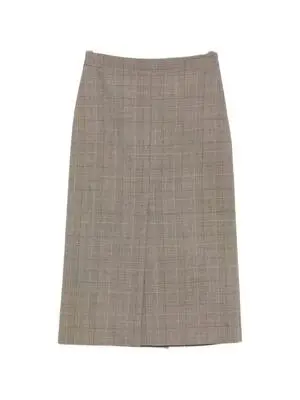 TWINSET Check-pattern Midi Pencil Skirt - Neutrals