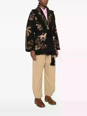 Alanui Fringe-trim Intarsia-knit Cardigan