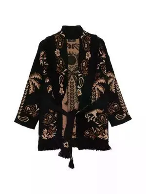 Alanui Island Roots Fringed Cardigan - Black