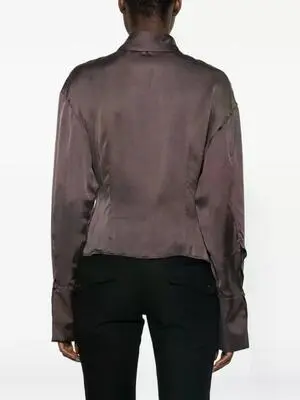 Andamane Lidia Satin-finish Long-sleeve Blouse