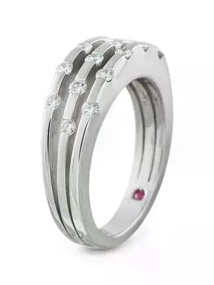 Roberto Coin Diamond And Ruby Three-row Ring - Silver