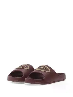 Adidas Adilette Slides With Logo Patch - Brown