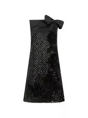 Alberta Ferretti Bow-detail Mini Dress - Black