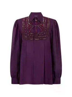 Alberta Ferretti Embellished Silk Shirt - Purple