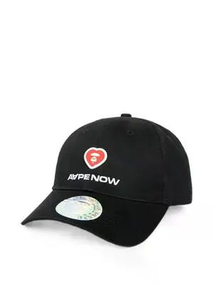 AAPE BY *A BATHING APE Moonface Heart-patch Baseball Cap - Black
