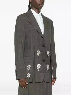Simone Rocha Embellished Prince Of Wales Check Blazer