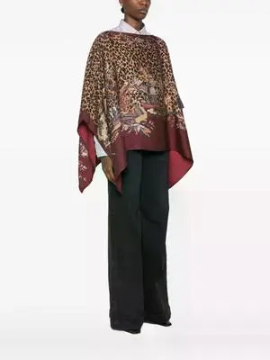 Etro Leopard-print Floral Pattern Poncho