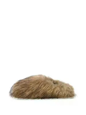 A.W.A.K.E. Mode Fur Texture Mules - Brown